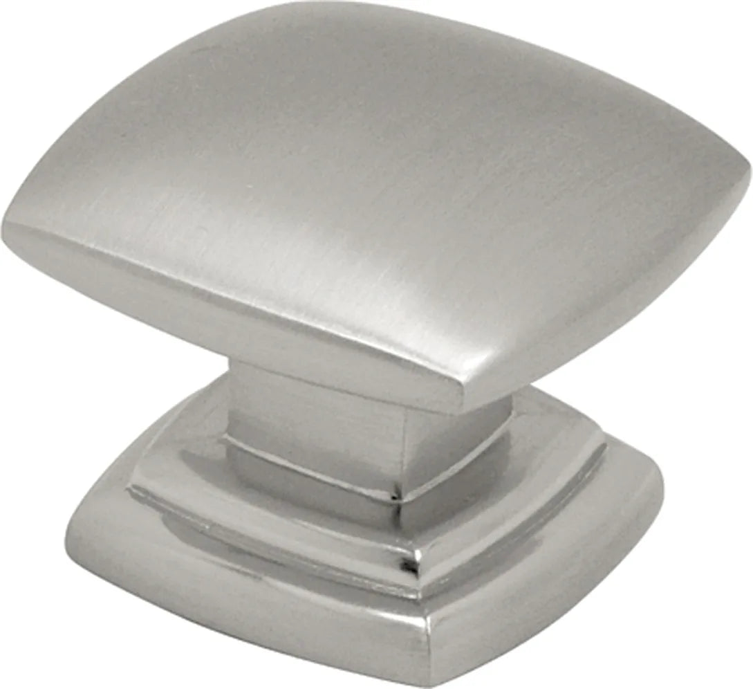 Euro-Contemporary Collection Knob 1-1/2'' Square Satin Nickel Finish P ...